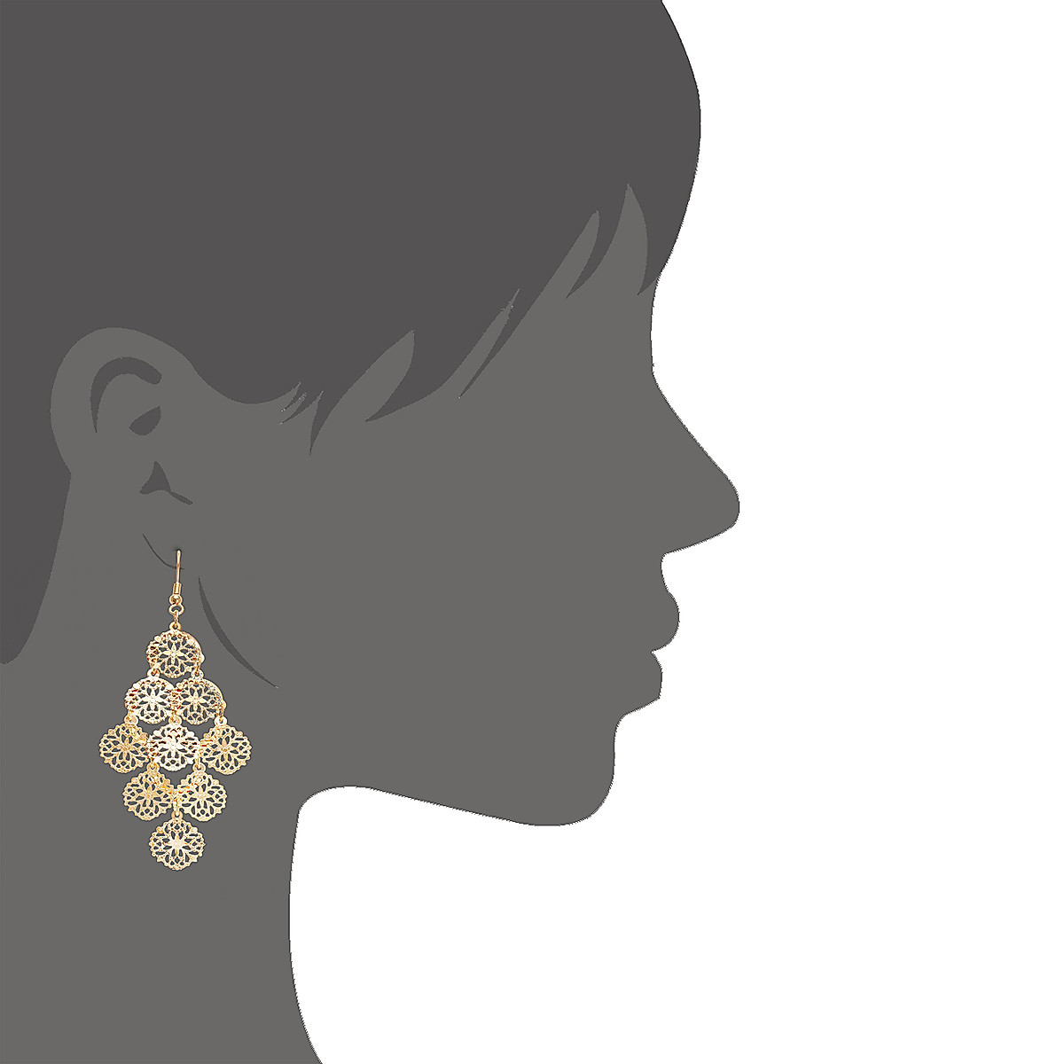 Boho Geometric Filigree Rhombus Shape Tiered Dangle Drop Statement Earrings (SHINE GOLD)
