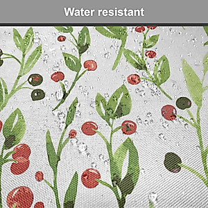 Lunarable Floral Chair Seating Cushion Set of 2, Watercolor Cherry Bloom Branches Leaf Field Fruit Print, Anti-Slip Seat Padding for Kitchen & Patio, 16"x16", Lime and Fern Green Red