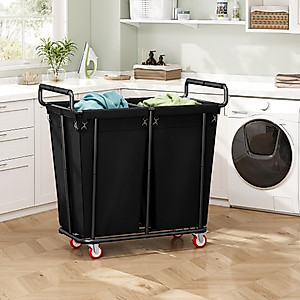 2 Section Laundry Hamper with Wheels 360L Large Rolling Laundry Sorter Cart for Clothes Storage Heavy Duty Laundry Basket with Lockable Wheels Clothes Hamper for Laundry & Bedroom