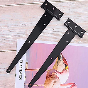 2PCS Black T Strap Hinges Heavy Duty Gate Hinges for Wooden Fences or Metal Iron Rustproof Barn Door Hinges Shed Door Hinges (12 Inch)