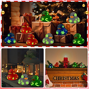 Poen 108 Pcs Christmas Glow in The Dark Rubber Ducks Christmas Rubber Ducks Bulk Light up Mini Rubber Duckies Bathtub Toys for Girls Boys Christmas Party Favors Birthday Pool Rewards (Cute Style)