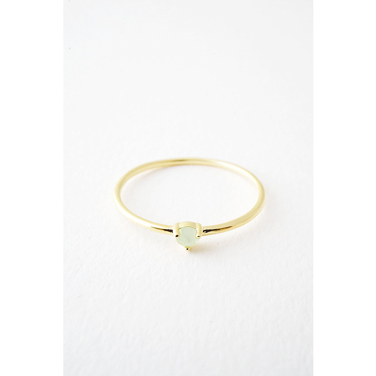 Honeycat Green Jade Point Crystal Ring in 18k Gold Plate | Minimalist, Delicate Jewelry (Gold, 8)