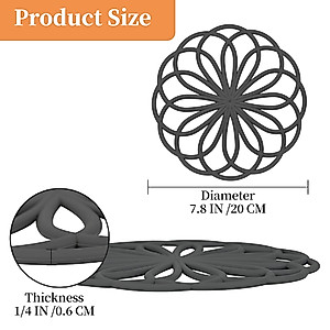 Kalsreui Trivets for Hot Dishes, Silicone Trivet Hot Pads for Kitchen Counter, Carved Silicone Trivets for Hot Pots and Pans, Heat Resistant Mat for Quartz, Teal Round Silicone Trivets Mats Pack 6