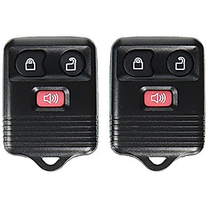 Replacement Pair Three Button Keyless Entry Remotes for Ford Vehicles - Black