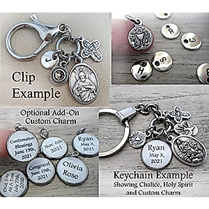 St. Elizabeth Ann Seton Necklace, Keychain or Clip, Patron Saint Confirmation Gift, Birthstone Crystal and Initial Charm
