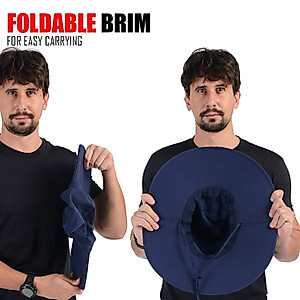 USHAKE Foldable Super Wide Brim Fishing Hat Bucket Safari Hat, UPF 50+ Sun Hat