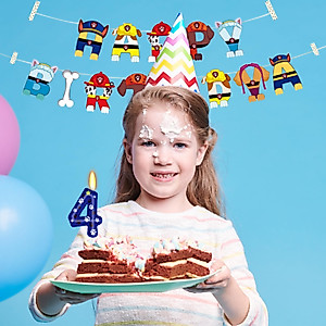 ElekFX Blue Dog Paw Birthday Candles, Number 4 Dog Patrol Birthday Party Supplies, 2.76 inch Paw Cake Topper Decorations, Birthday Decorations for Kids (Number 4)