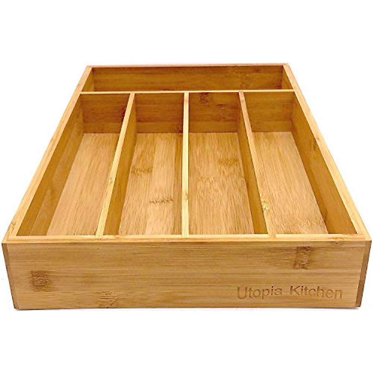 Bamboo Organizer 2 Piece Set – 8 and 5 Compartment Expandable Makeup Drawer - Drawer Dividers Organizer - Adjustable Drawer Holder for Kitchen, Silverware, Flatware, Living Room and Utensils (Natural)