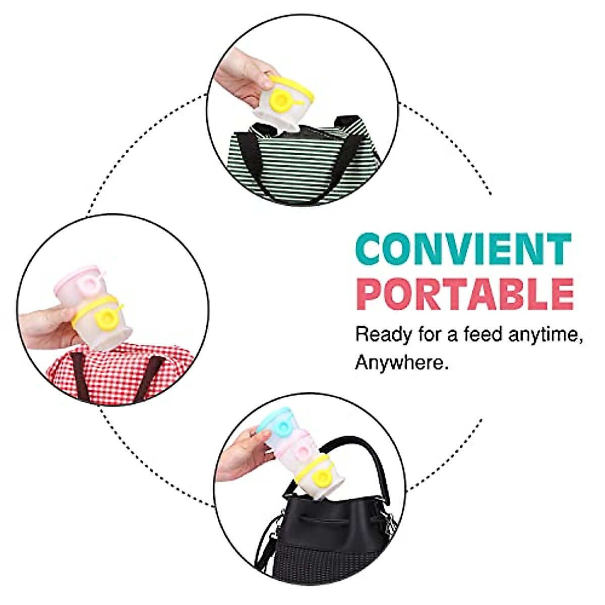 Zooawa Baby Formula Dispenser, Non-Spill Stackable Milk Powder Formula Container Christmas Formula Holder Snack Fruit Biscuits Storage for Travel, On-The-Go, BPA Free, 3 Compartments