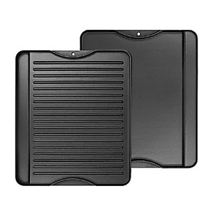 2-in-1 Reversible 14” x 16” Pre-Seasoned Cast Iron Cooking Griddle for Gas Stove/Charcoal/Electric/Propane/Gas Grill, Flat Griddle Top Plate for Camping Tailgating