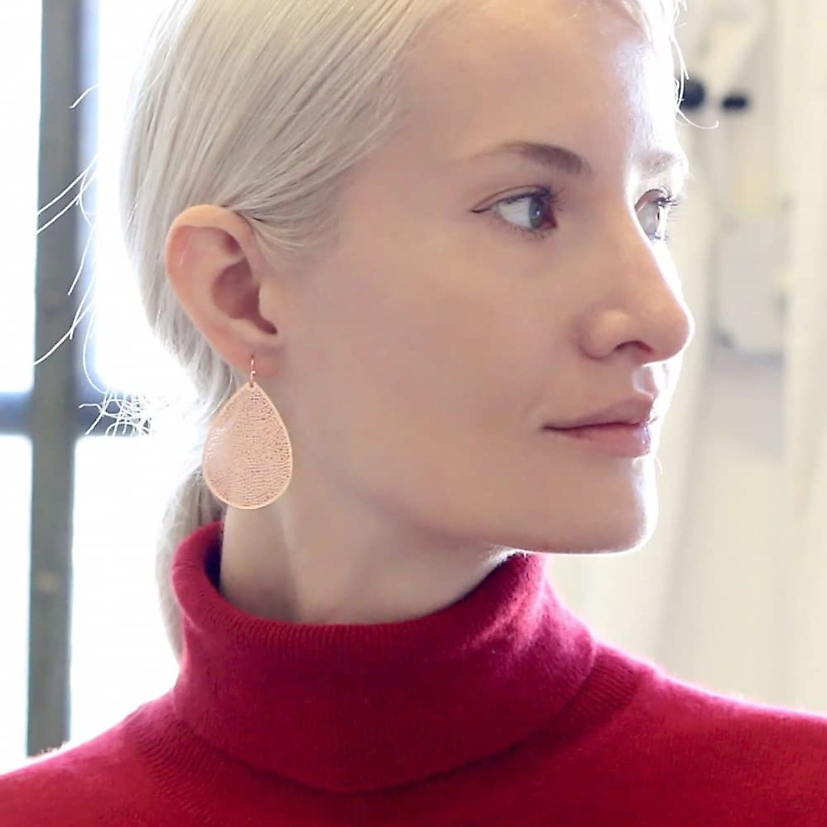 Womens Earrings Dangling - Dangly Earrings, Filigree Earrings for Women, Women's Bohemian Earrings, Lightweight Earrings for Women Dangling, Rose Gold Earrings Dangle, Rose Gold Tone Dangle Earrings