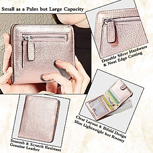 AINIMOER Women Leather Wallet RFID Blocking Small Mini Bifold Zipper Pocket Card Case Champaign Gold and Black Bundle