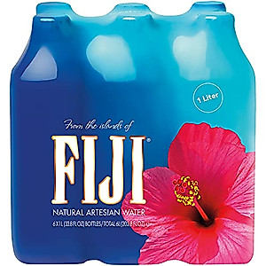 FIJI Natural Artesian Bottled Water 1 Liter / 33.8 Fl Ounce (Pack of 6)