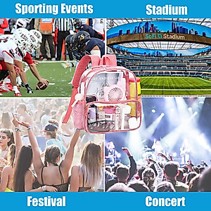 Crosstime Pink Clear Backpack for Stadium Events 12x6x12 Clear Stadium Bag For Sporting Events Games Festival Concerts,Women Girls