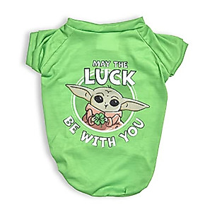 Star Wars for Pets Grogu May The Luck Be with You Dog Tee for St. Patrick’s Day | Star Wars Dog St. Patty’s Shirt for Medium Dogs | Size Medium| Star Wars Dog Clothing and Apparel, Cute Dog Clothes