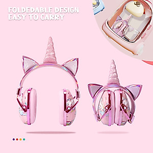 homicozy Kids Ear Protection,Noise Cancelling Sound Proof Headphones for Toddlers Children Teens,Sound Blocking Kids Hearing Protection Earmuffs for Concerts,Autism,Unicorn Gifts for Girls Age 1 Up