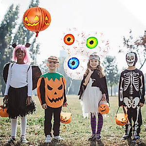 Mesen Halloween Eyeball Balloons - Pack of 4, Scary Plastic Balloon Props Bloodshot Eyeballs Indoor Outdoor Garden Halloween Decors for Lawn Party, Haunted House Decorations