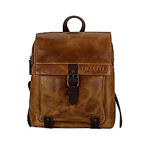 Finelaer Leather Hiking Backpack Purse For Women Laptop
