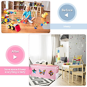 Extra Large Toy Box Chest with Lid for Boys&Girls,Collapsible Sturdy Toy Storage Organizer Boxes Bins Baskets for Kids, Kids Toy Storage Organizer Baskets for Playroom,Bedroom,Home 40"x17" x 14"