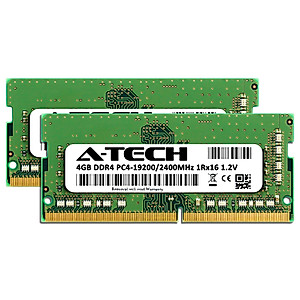 A-Tech 8GB (2x4GB) DDR4 2400MHz SODIMM PC4-19200 1Rx16 Single Rank 260-Pin CL17 1.2V Non-ECC Unbuffered Notebook Laptop RAM Memory Upgrade Kit