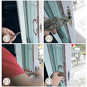 MaxxGeek Sliding Patio Door Handle Set with Zinc Diecast I/E Pulls Only, Offset Thumbturn, Fits 1-5/8" to 1-3/4" Door Thick, 3-15/16" Hole Spacing, Non-Handed, White