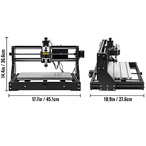 VEVOR CNC 3018-PRO Router Kit GRBL Control 3 Axis Plastic Acrylic PCB PVC Wood Carving Milling Engraving Machine, XYZ Working Area 300x180x45mm