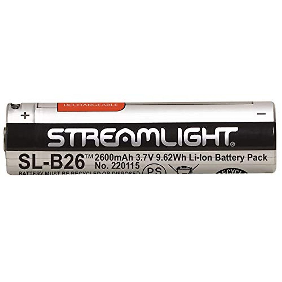 Streamlight 22104 SL-B26 USB Rechargeable Lithium Ion Battery 3.7V 2600mAh X Series Dual Fuel Flashlights, 2-Pack