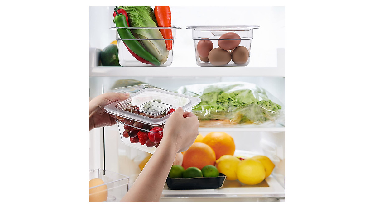 Sieral Clear 1/6 Size Food Pan Restaurant Containers with Lids Square ...