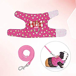 POPETPOP 2Pcs Small Pet Harness with Leash Guinea Pig Rabbit Harness Ferret Hamster Vest Leash Size M (Golden Star)