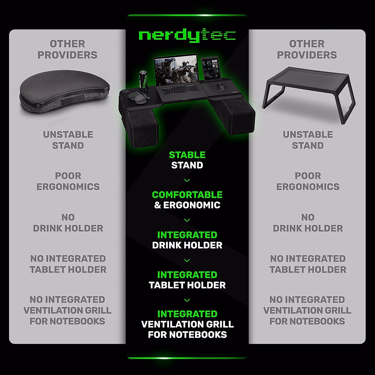 Couchmaster CYBOSS - Extra Wide Laptop Stand for Couch and Bed, Ergonomic Design with Cushions, Lap Desk Supports Notebooks up to 18 Inches – You are The Big Boss! The CYBOSS!