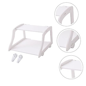 ABOOFAN 1pc Router Storage Rack Router Holder Router Wall Holder Set-top-box Rack Mini Router Wall-mounted Rack Double-layer Storage Holder Router Storage Mount Shelf Plastic White