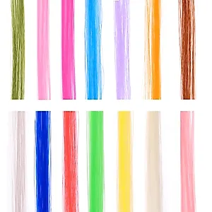 AmaSpace 100 Pcs Rainbow Hair Extensions, 20 Inch Colored Clip In Hair Extension Clip for Women Kids Gift Cosplay Dress Up Party Highlights (15 Colors, Contains Hair Extension Tools)