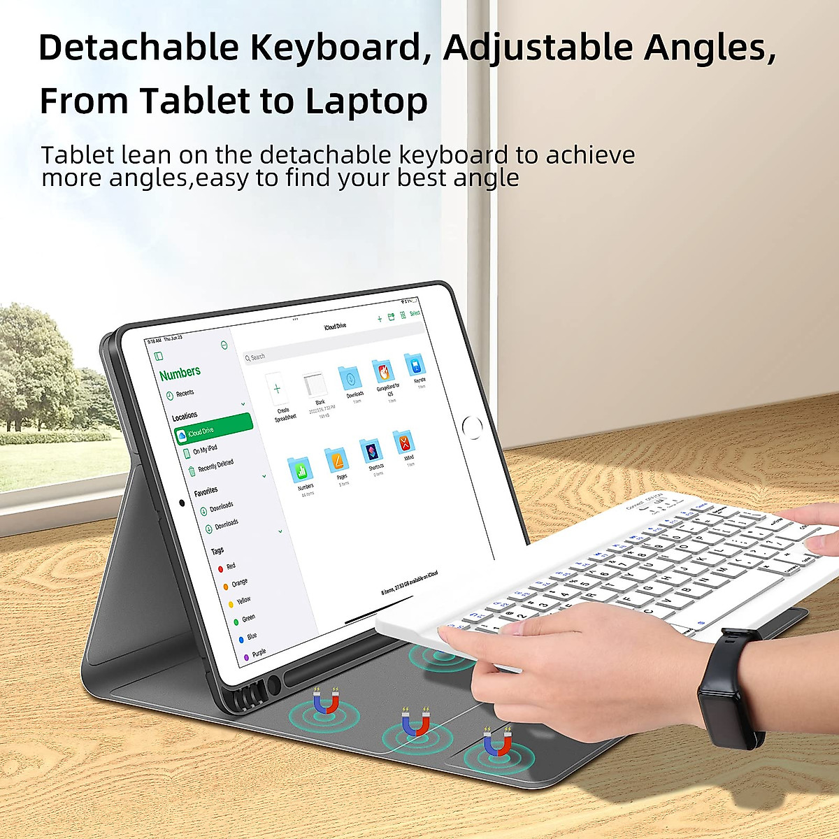 JUQITECH iPad 9th 8th 7th Generation Case with Keyboard 10.2 Inch 2021/2020/2019 - Wireless Bluetooth Magnetic Keyboard Case Soft Tablet Protective Cover for iPad 10.2" with Apple Pencil Holder