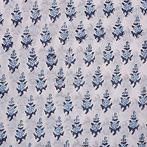 Trade Star 3 Yard Hand Block Print Fabric Indian Ethnic Natural Running Fabric for Sewing 100% Cotton Fabric by The Yard Floral Print Fabric for Crafting Dressmaking (Pattern 11)