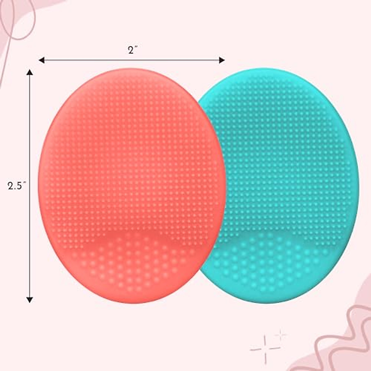 S&T INC. Face Scrubber for Skin Care, Silicone Face Exfoliator, 2 Pack, Coral/Teal