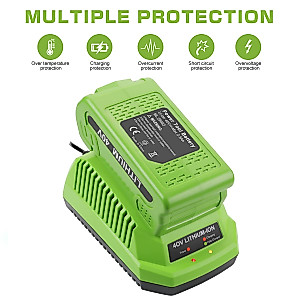 Powilling Replacement Charger Compatible with Greenworks 40V Battery Charger Lithium Ion 29482 29462 29472 2901319 2938302 BAF702 L-300 BAF704 BAF705 Compatible with 40V G-MAX Power Tools