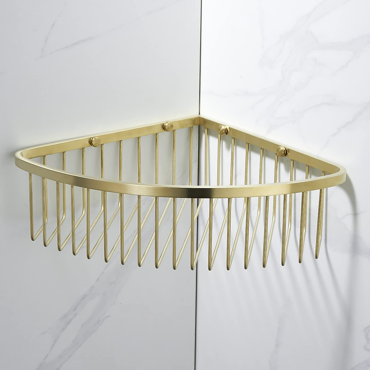 Segistan Bathroom Corner Shower Caddy Organizer, SUS304 Stainless Steel Heavy Duty Rust-Proof Bathroom Shelf Organizer Shampoo Holder, Wall Mounted Storage Rack for Bathroom Kitchen, Brushed Gold