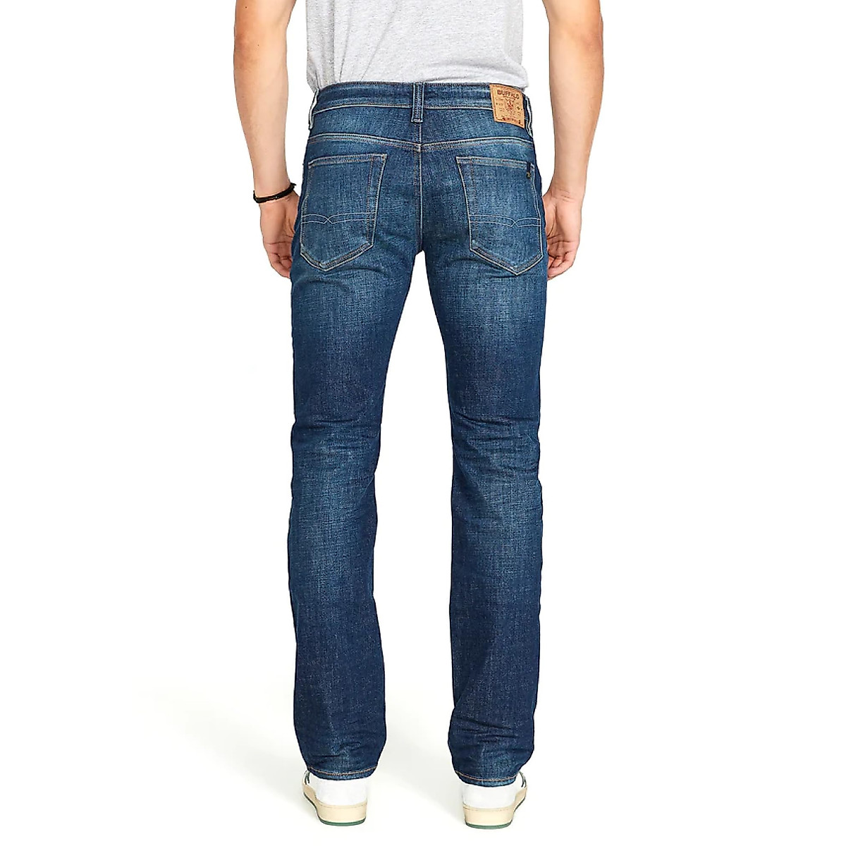 Buffalo David Bitton Men's Relaxed Straight Driven Jeans, Dark Blue Sanded Indigo, 34W x 32L