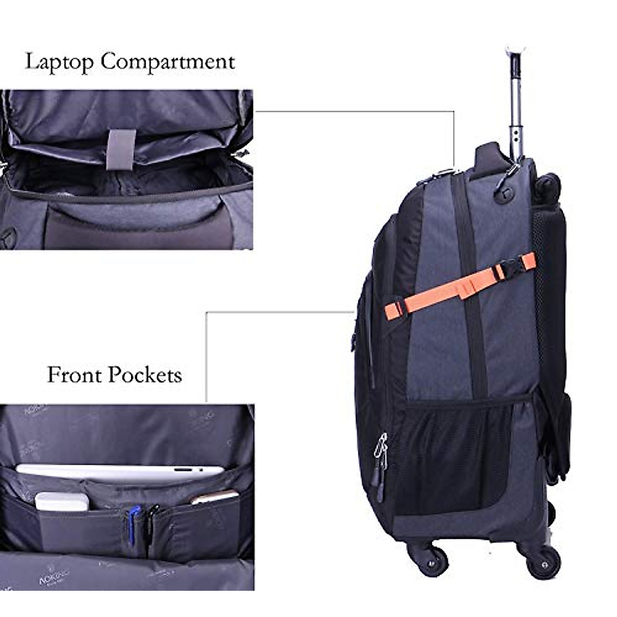 AOPMGOE AOKING 20/22″Water Resistant Rolling Wheeled Backpack Laptop Compartment Bag(22 inch, Rose)