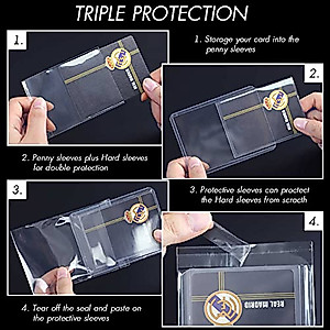 50 Count Top Loaders Trading Card Sleeves, Hard Plastic Toploaders Penny Card Sleeves, Baseball Card Sleeves Holder Card Protector Fit for MTG, Yugioh Card (Include 50 TopLoaders & 200 Soft Sleeves)