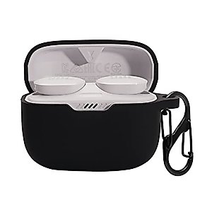 LiZHi for JBL Tune 230NC TWS Case Cover, Soft Silicone Skin Cover Shock-Absorbing Protective Case with Keychain for JBL Tune 230NC TWS True Wireless Headphone, Black