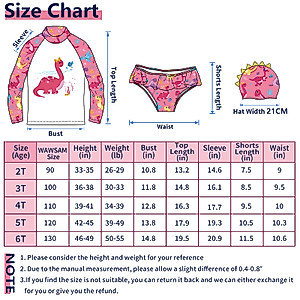 Baby Toddler Girls Swimsuit Set Dinosaur Swimming Rash Guard with Hat Two Pieces Trunk Long Sleeve Swimwear Set Printed Quick Dry UV Protection Dino Beachwear Outfit(pink, 4T)