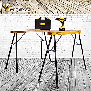 WORKESS Saw Horses 2 Pack Folding, Portable Saw Horses Heavy Duty 550 lbs Weight Capacity Portable Folding Legs and Easy Carry Handle