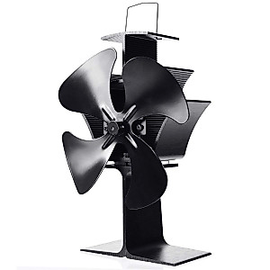 COSTWAY 4-Blade Stove Fan, Multi-Function Fuel Heat Powered Fan, Black, 6.5''X 3.0''X9.0''(LXWXH), 1.5 lbs