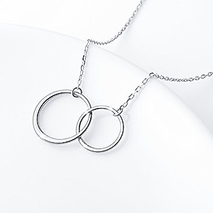 S925 Sterling Silver Two Interlocking Infinity Circles Pendant Necklace,Rolo Chain,18+2 inches