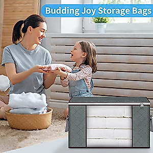 6 Pack 90L Large Storage Bags & 6 Pack 60L Clothes Storage Bags, Clothes Storage Bins Foldable Closet Organizers with Durable Handles with Clear Window for Clothes Pillow Blankets Bedding