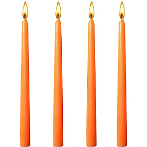 10 inch Orange Taper Candles-Set of 4 Tapered Candle, Tall Candlesticks,Home Dinner Candle, Party, Wedding, Halloween, Christmas Candles (9.9 inch, Orange)