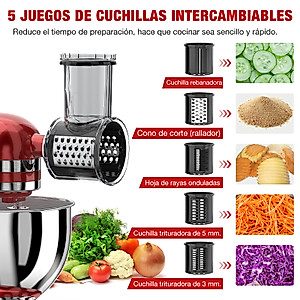 Slicer Shredder Attachment for KitchenAid Stand Mixer with 5 Blades, Cheese Grater Attachment, Fresh Prep Slicer, Bigger Vegetable Salad Maker Accessories for Kitchenaid