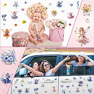 gisgfim 12 Sheets Rub on Transfers for Crafts and Furniture Fairy Rub on Transfers Stickers Fairy Flower Rub on Decals Decor for Spring Home Office Paper Wood DIY Craft, 5.9 x 5.9 Inch