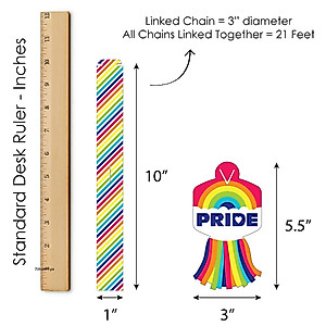Big Dot of Happiness Love is Love - Gay Pride - 90 Chain Links and 30 Paper Tassels Decoration Kit - LGBTQ Rainbow Party Paper Chains Garland - 21 feet